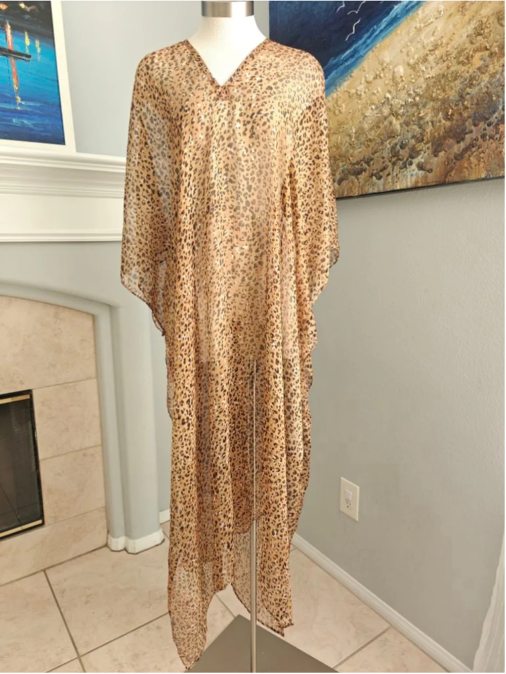 H&M | Swim | Womens Hm Leopard Print One Size Swim Coverup Brown Black ...